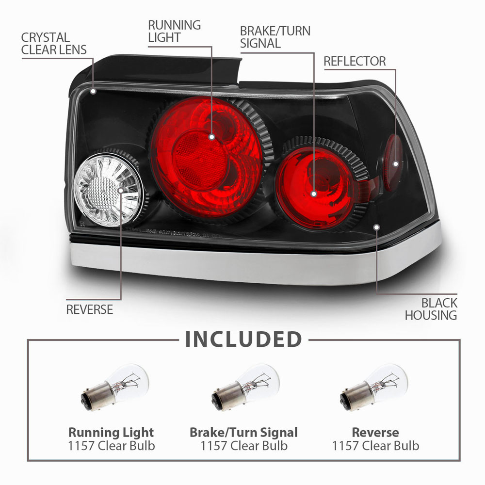 93-97 Toyota Corolla Euro Style Altezza Tail Lights - Black