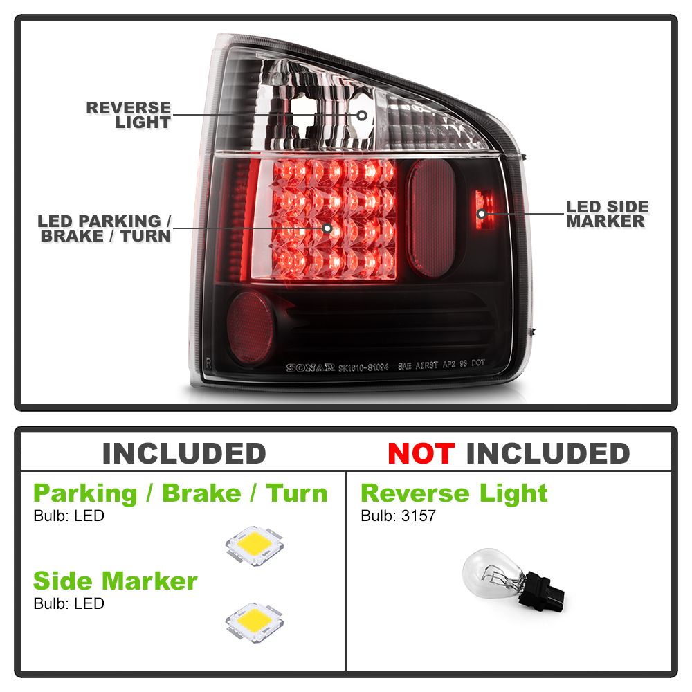 SPYDER 94-01 Chevy S10 Pickup LED Altezza Tail Lights - Black ALT-YD ...