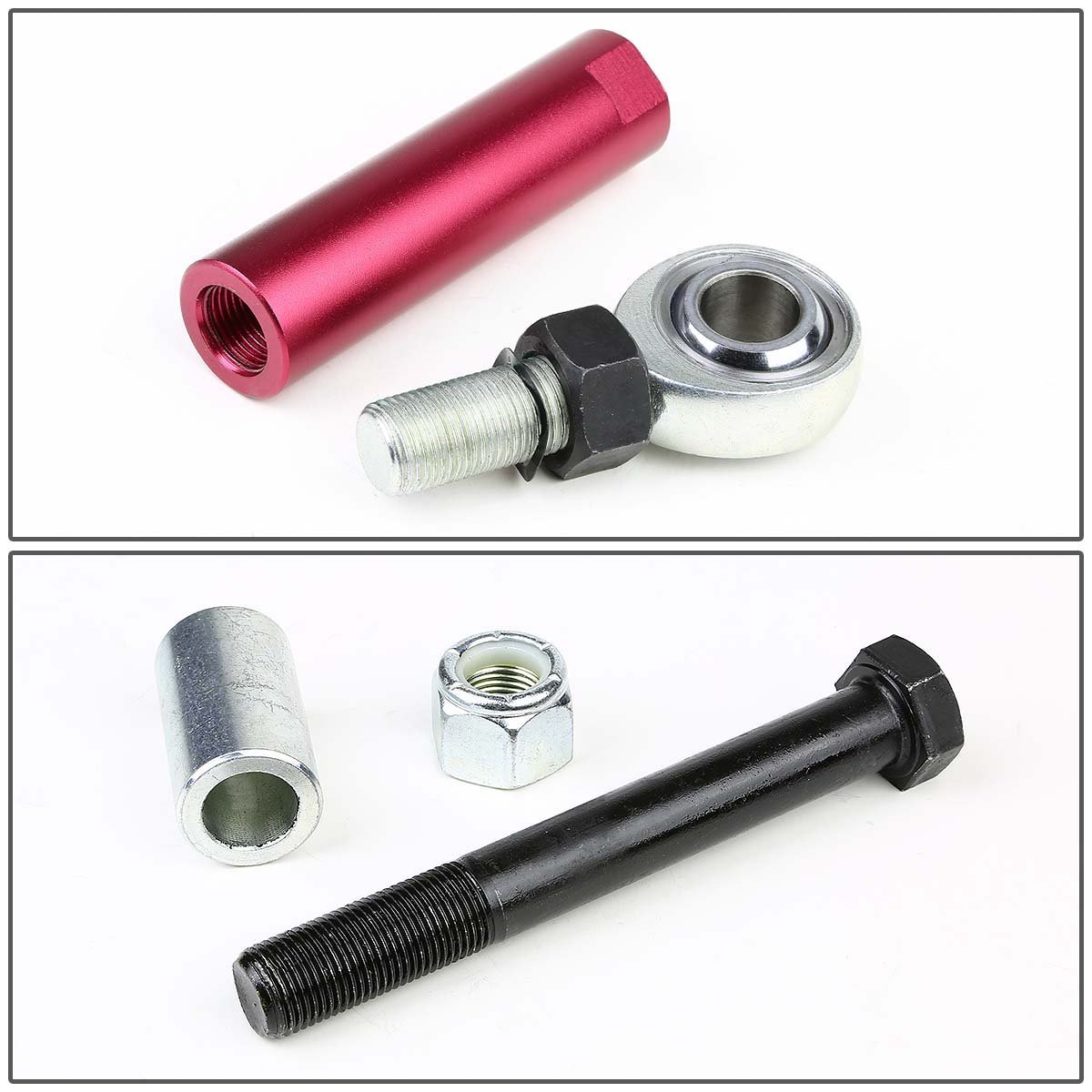 94-04 Ford Mustang Adjustable Aluminum Front Bump Steer Adjuster Kit - Red