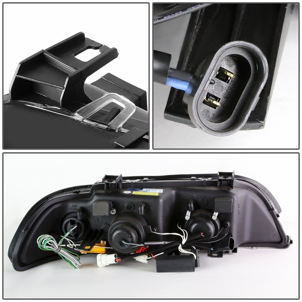 97-03 BMW E39 5-Series LED DRL / Signal Projector Headlights - Black