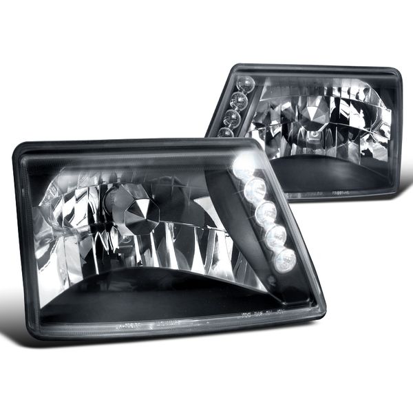 1998-2000 Ford Ranger LED DRL Headlights - Black - LH-RAN98JM-TM ...