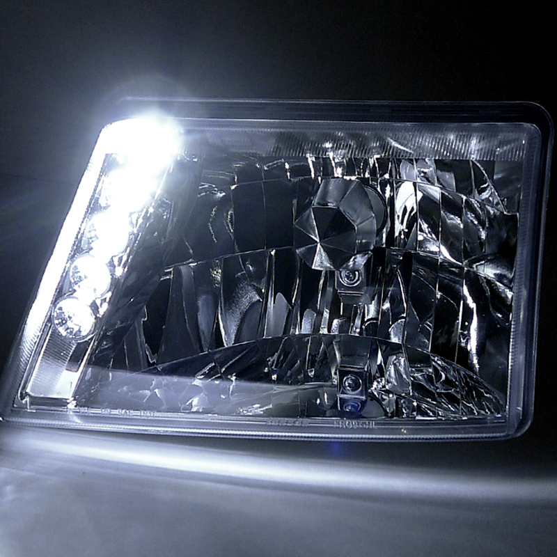 98-00 Ford Ranger LED DRL Headlights - Chrome