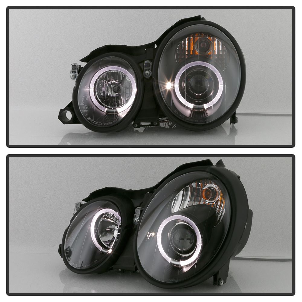 98-02 Benz W208 CLK Angel Eye Halo Projector Headlights - Black PRO-YD ...