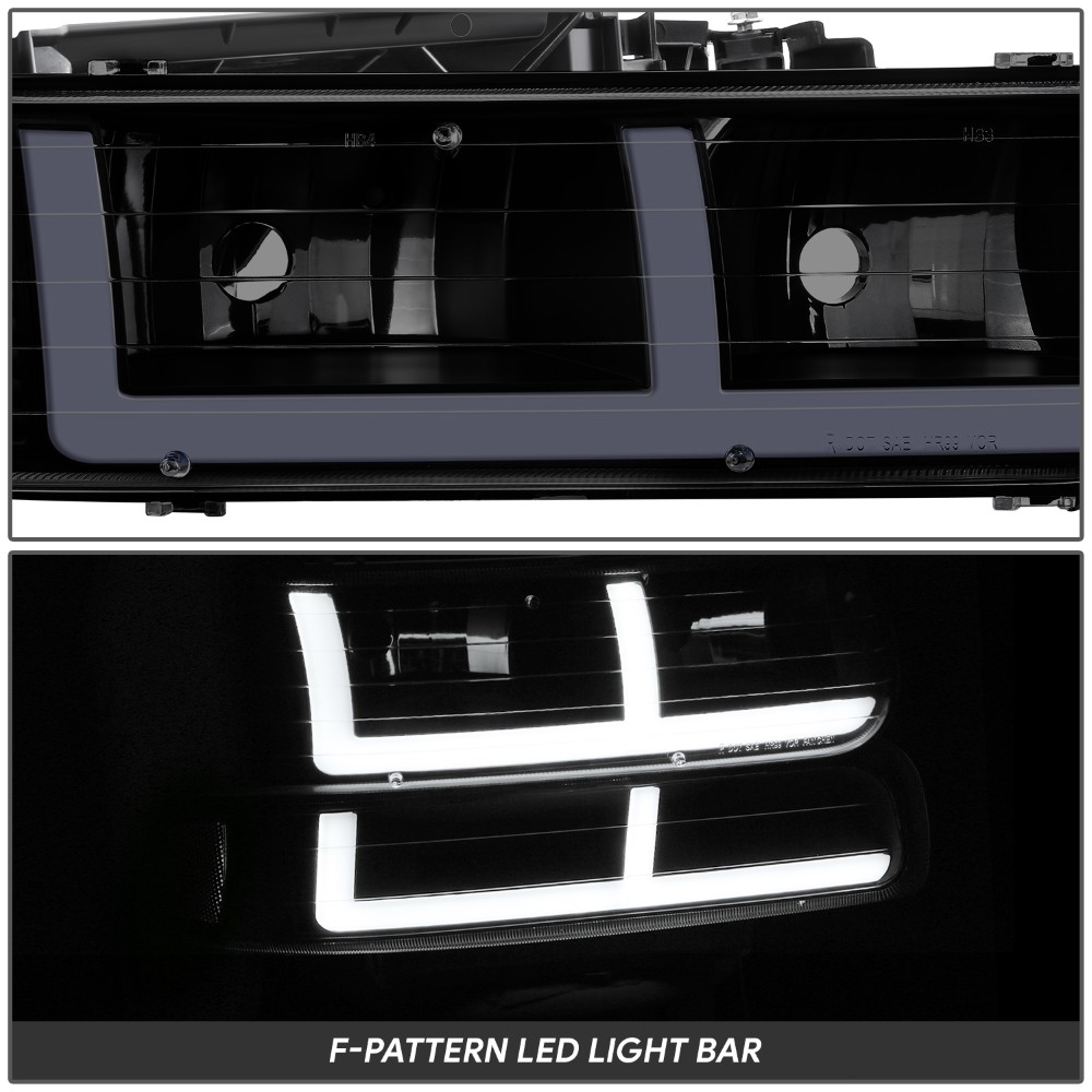 99-02 Chevy Silverado / 00-06 Suburban Tahoe LED DRL Headlights - Black ...
