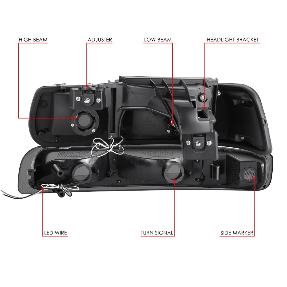 99-02 Chevy Silverado / 00-06 Suburban Tahoe LED DRL Headlights - Black ...