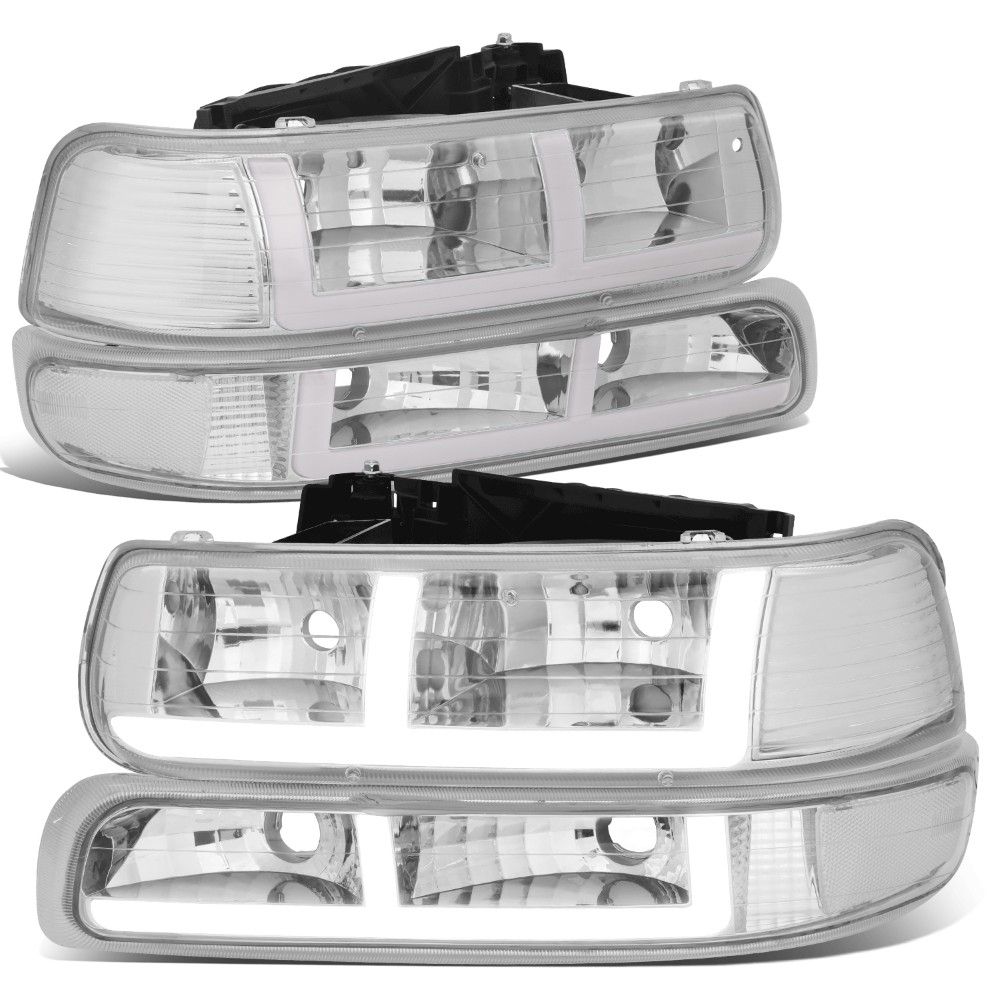 99-02 Chevy Silverado / 00-06 Suburban Tahoe LED DRL Headlights ...