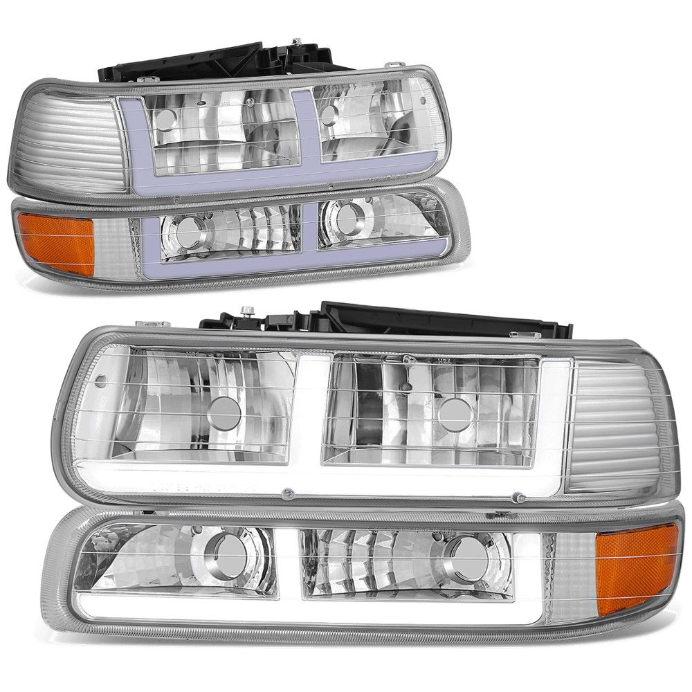 99-02 Chevy Silverado / 00-06 Suburban Tahoe LED DRL Headlights ...