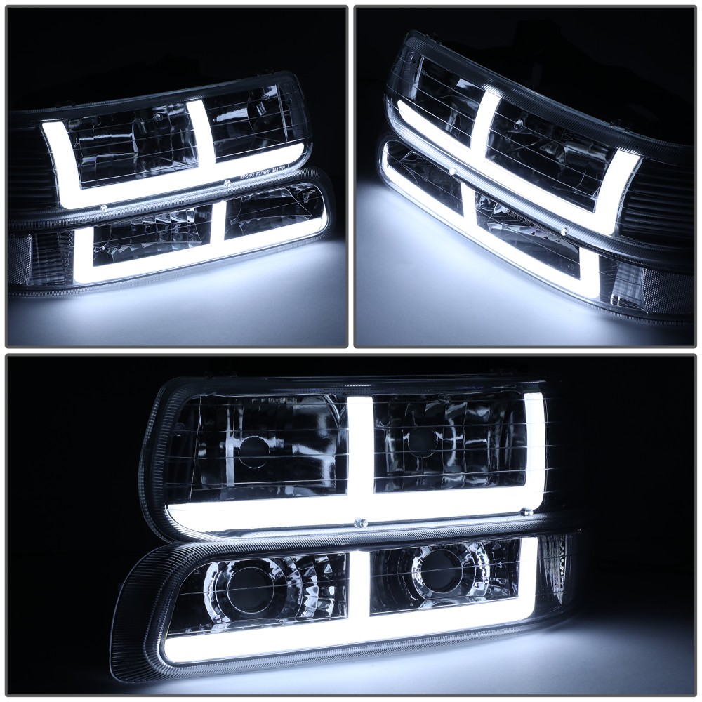 99-02 Chevy Silverado / 00-06 Suburban Tahoe LED DRL Headlights ...
