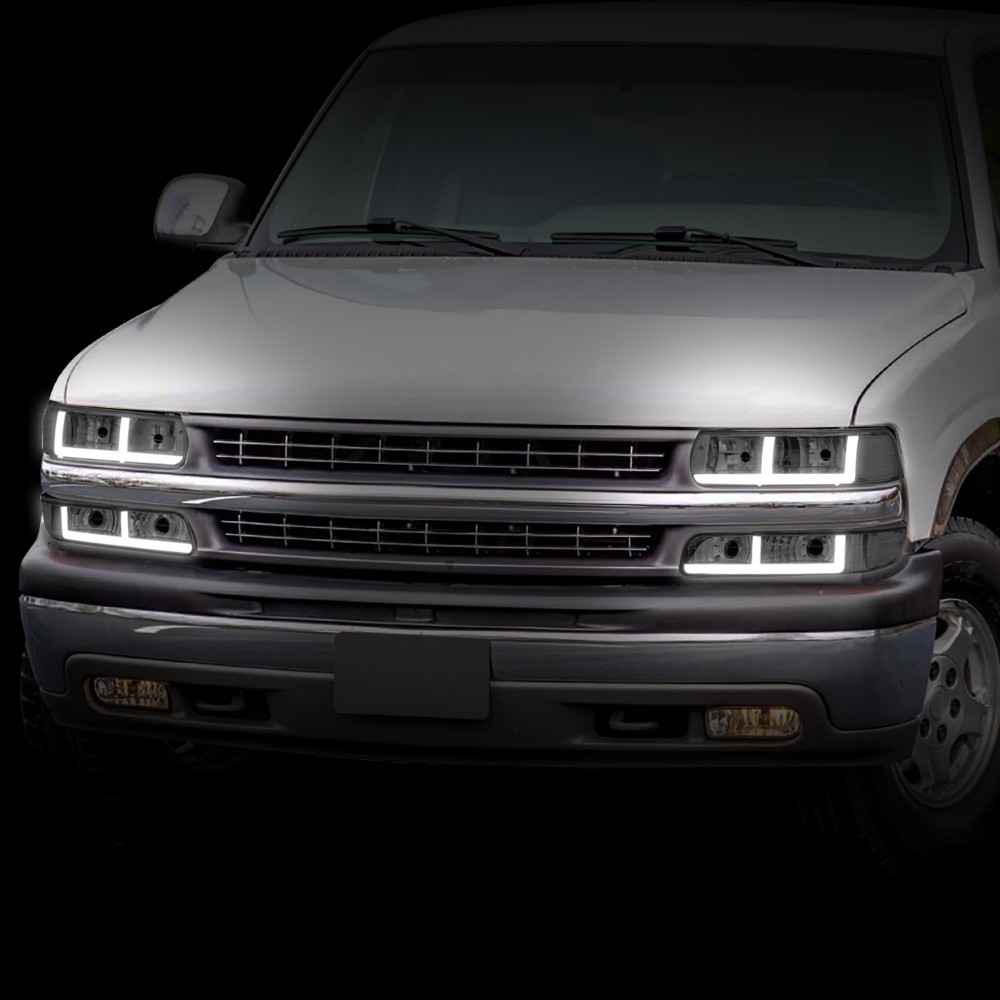 99-02 Chevy Silverado / 00-06 Suburban Tahoe LED DRL Headlights ...
