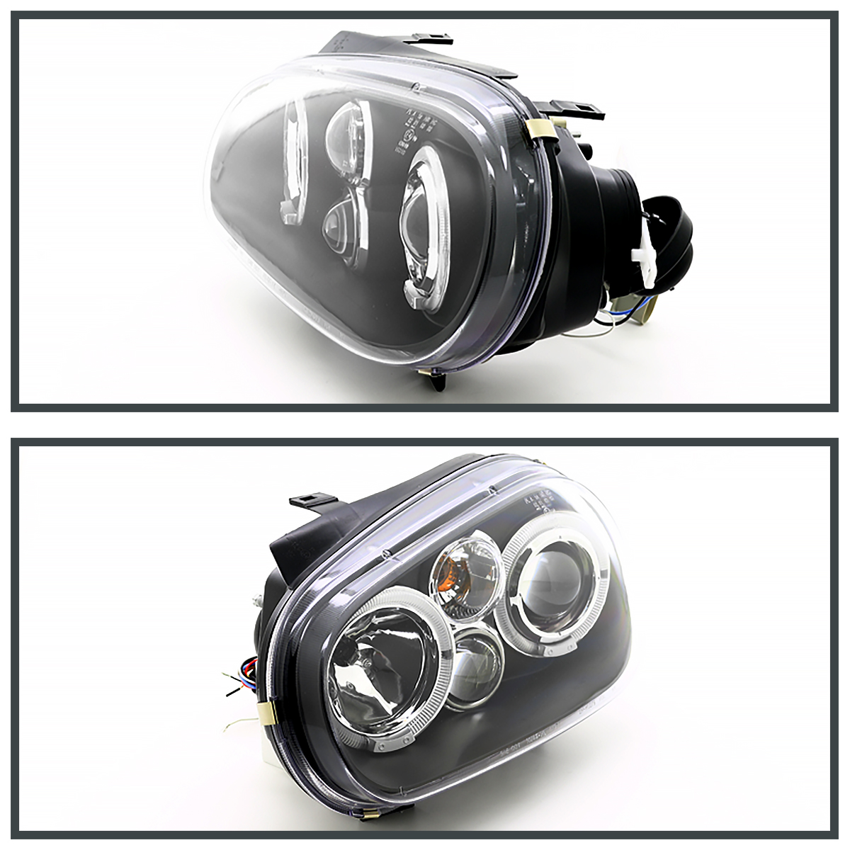 99-05 Volkswagen Golf / GTI MK4 Angel Eye Halo Projector Headlights - Black