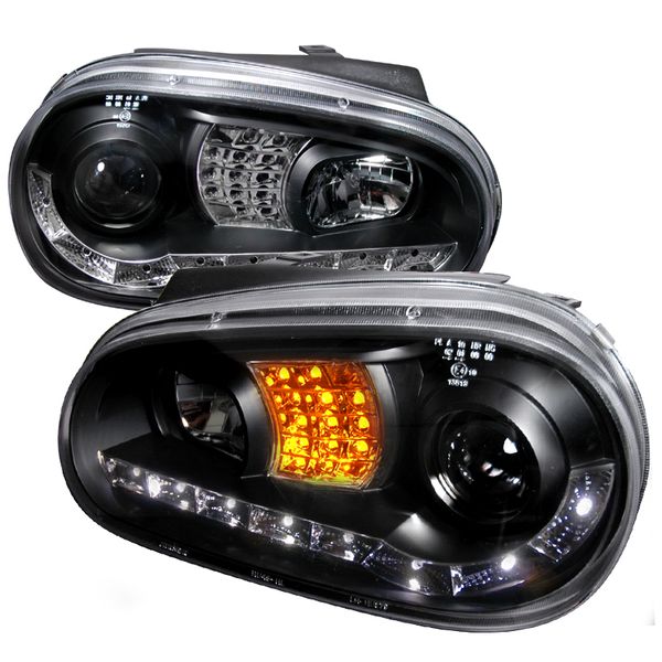 99-06 VW Golf / GTI MK4 LED DRL Projector Headlights - Black