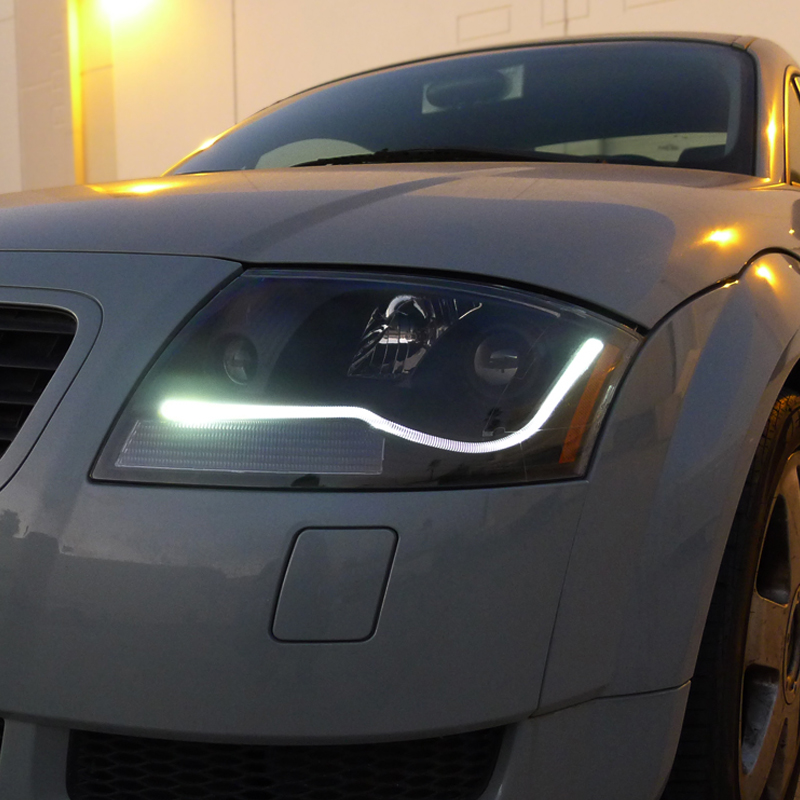 99-06 Audi TT LED DRL Strip Projector Headlights - Black