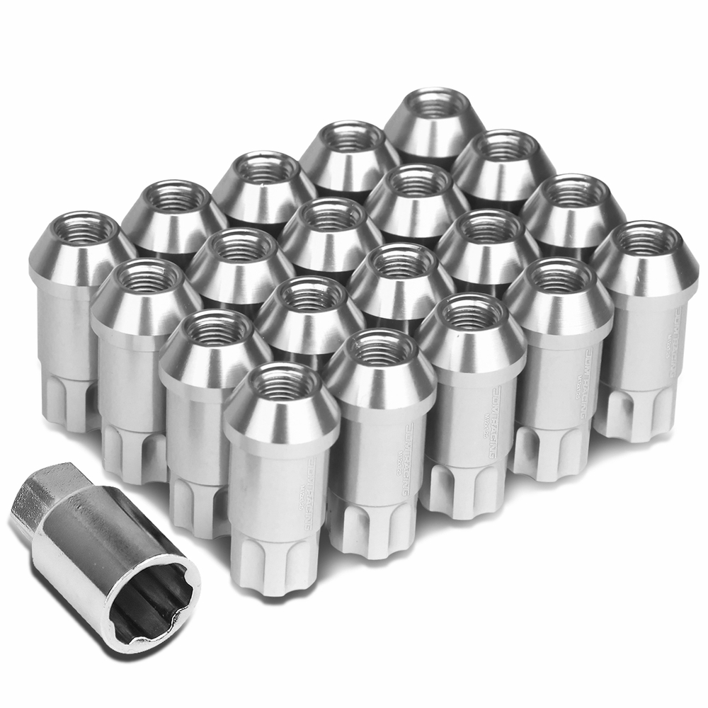 Aluminum M12x1.5 6-Point Spline Open End Silver 25mm OD Lug Nuts/Set ...