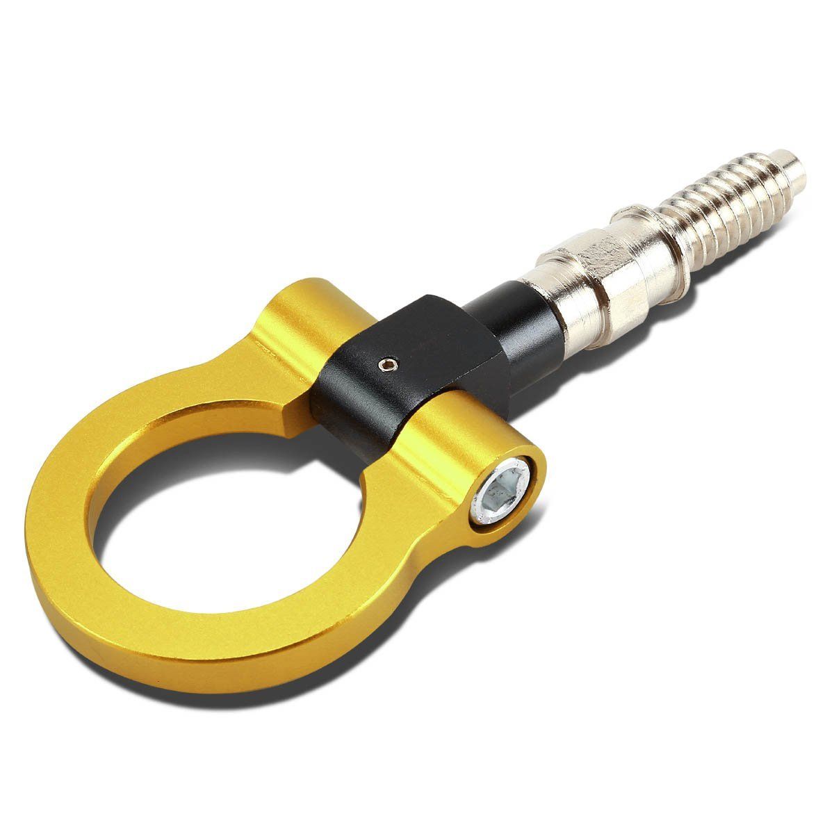 Black Aluminum Front/Rear European Car Trailer Tow Hook Ring Kit - M16 x 3