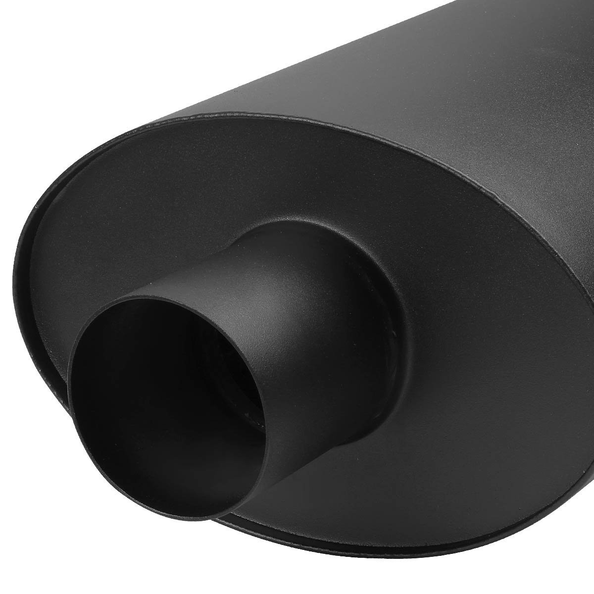 Black Coated Stainless Steel Dual 3" Bent Tip Exhaust Oval Muffler