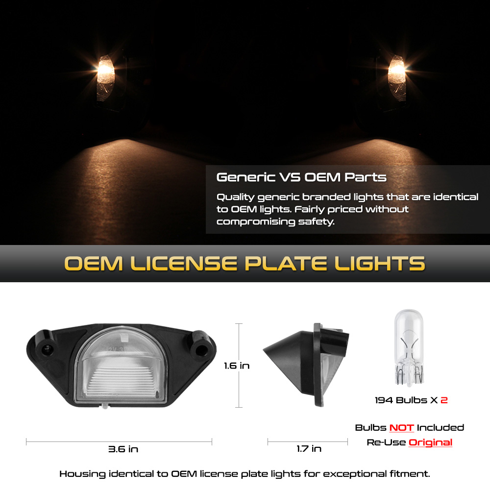 Black License Plate Light Lamp SET Fit Chevy GMC Pontiac Buick Models ...