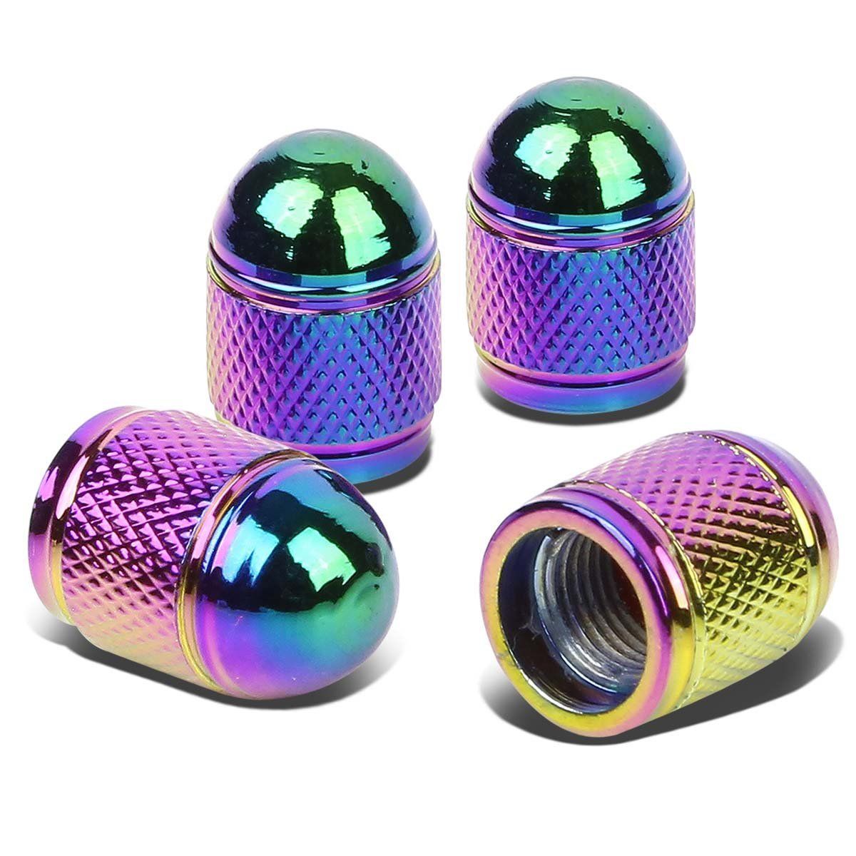 Bullet Style Polished Aluminum Rainbow Chrome Tire Valve Stem Caps ...