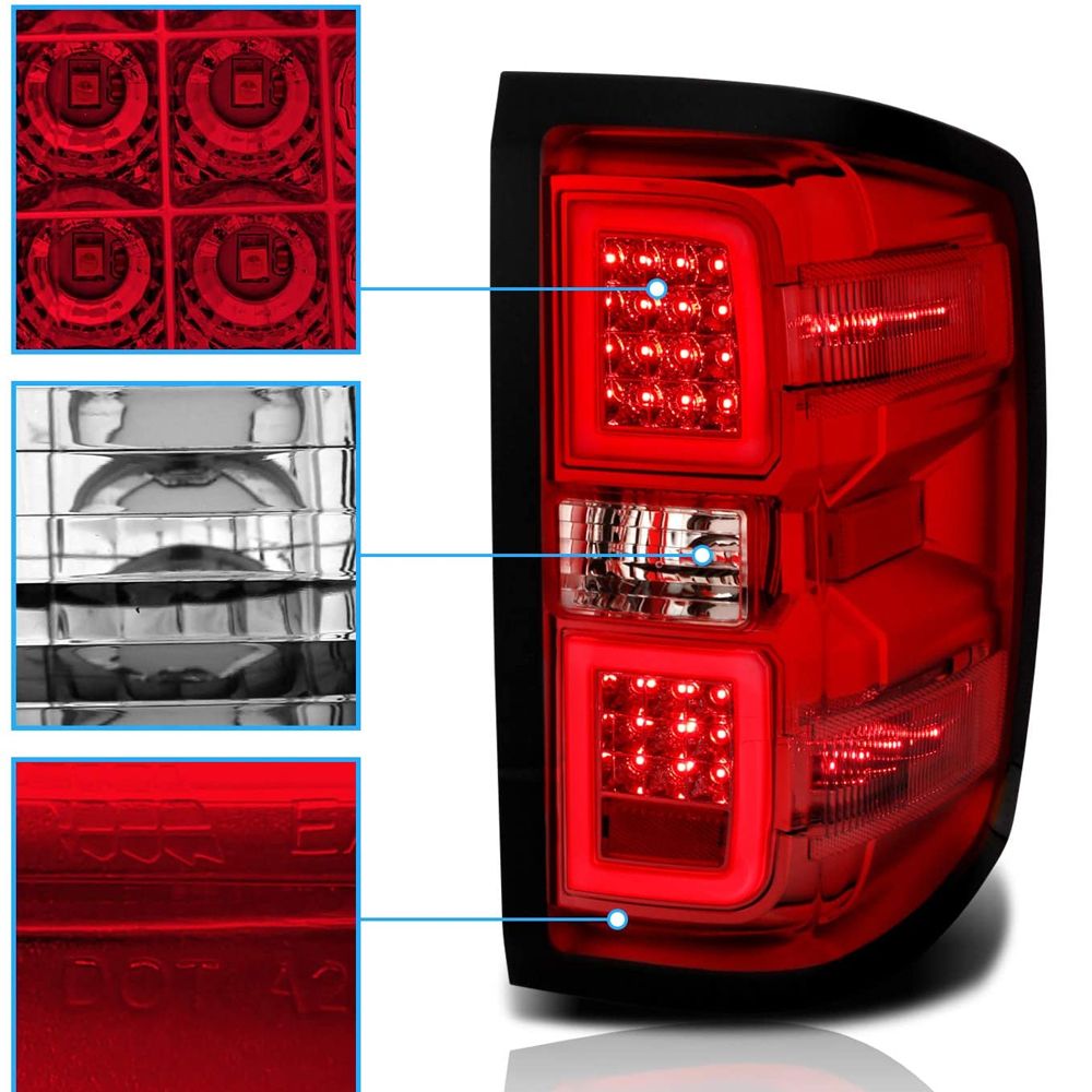 CG® 14-18 Chevy Silverado LED Tube Tail Lights - Red