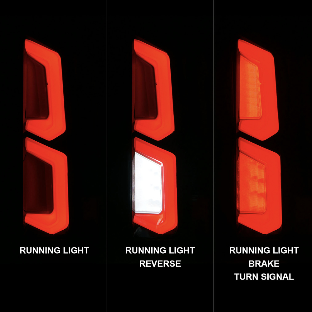 CG® 2015-2020 Chevy Suburban Tahoe Full LED C Bar Black Tail Lights Pair