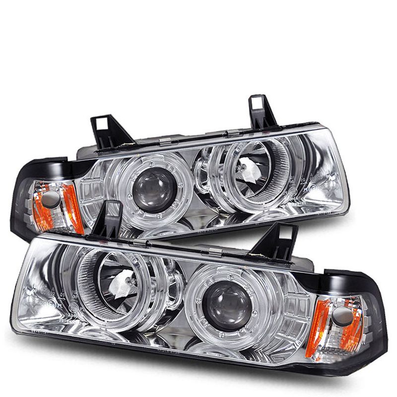 CG 92-98 BMW E36 3 Series Angel Eye Halo Projector Headlights - Chrome