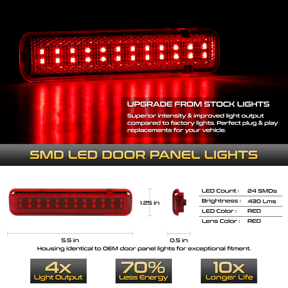 Chevy/GMC Silverado Sierra Suburban Tahoe Red LED Interior Door Panel ...
