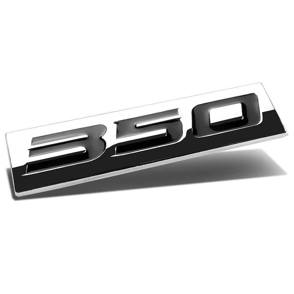 Chrome Finish Metal Emblem - 350 - Black Letters