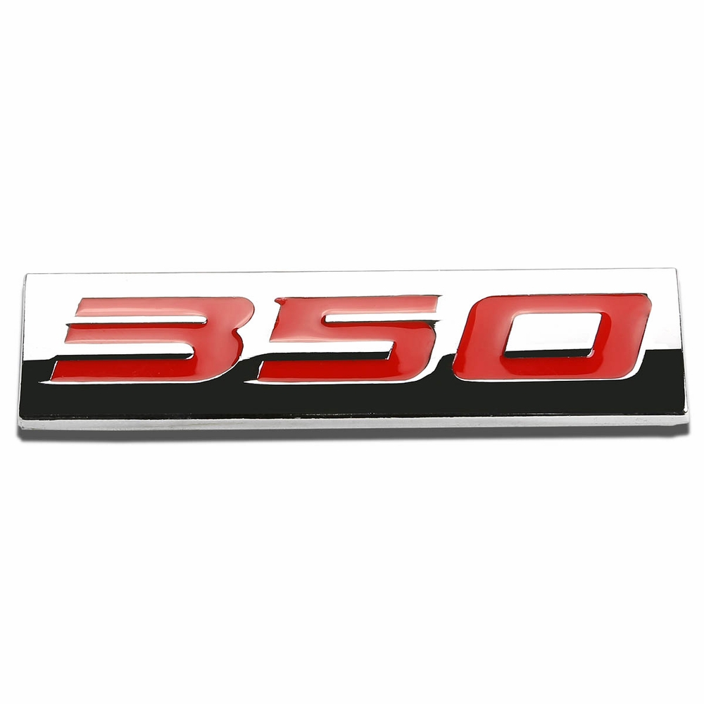 Chrome Finish Metal Emblem - 350 - Red Letters