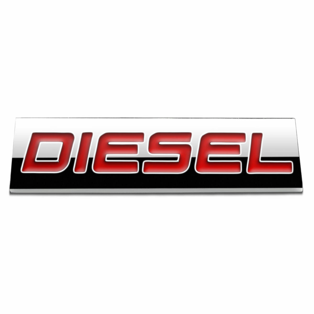Chrome Finish Metal Emblem - Diesel - Red Letters