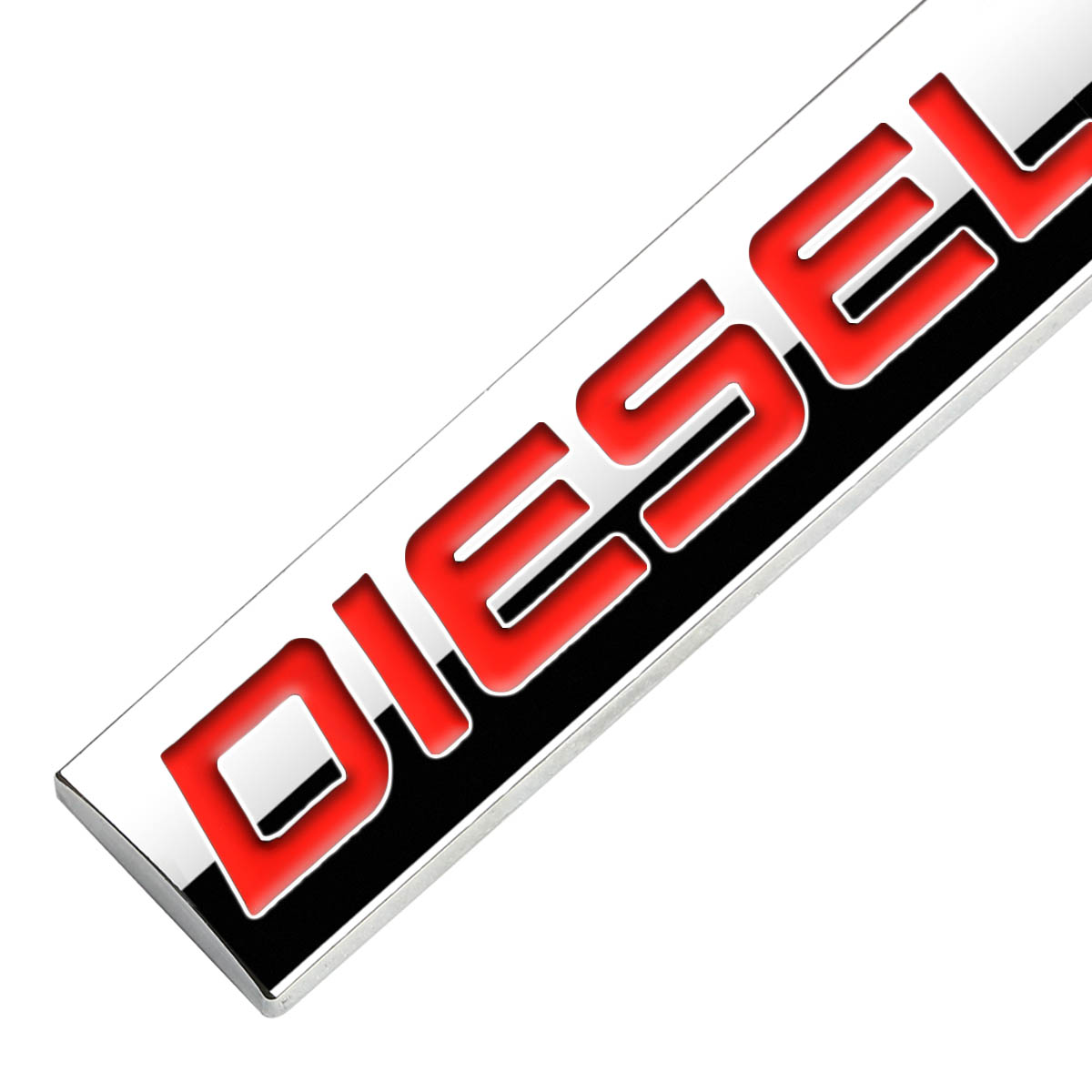 Chrome Finish Metal Emblem - Diesel - Red Letters