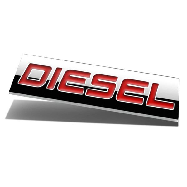 Chrome Finish Metal Emblem - Diesel - Red Letters