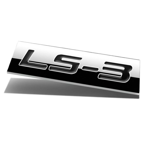 Chrome Finish Metal Emblem - LS3 - Black Letters
