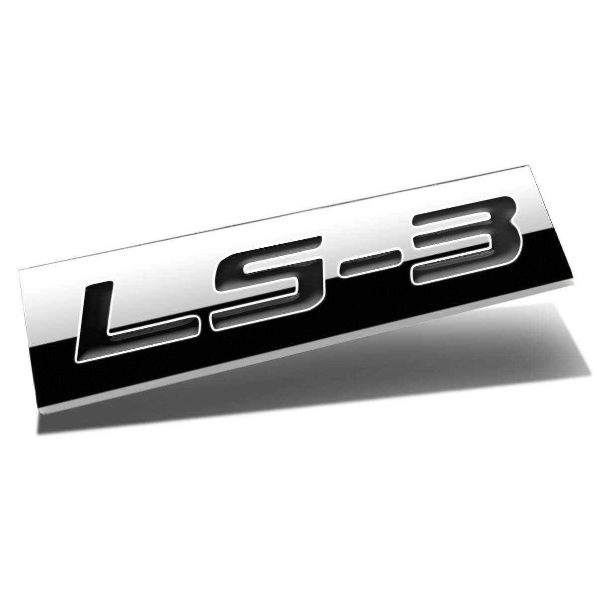 Chrome Finish Metal Emblem - LS3 - Black Letters