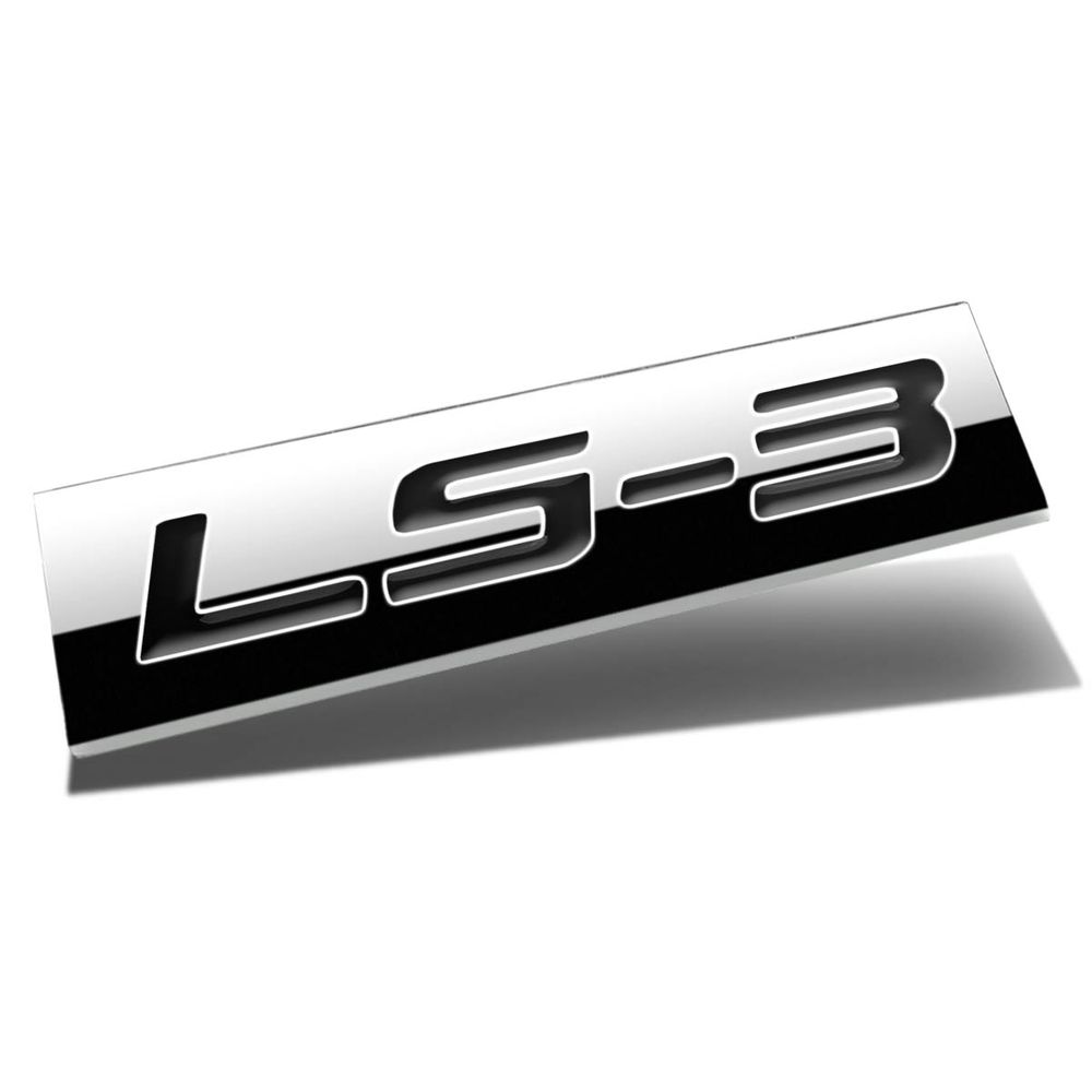 Chrome Finish Metal Emblem - LS3 - Black Letters