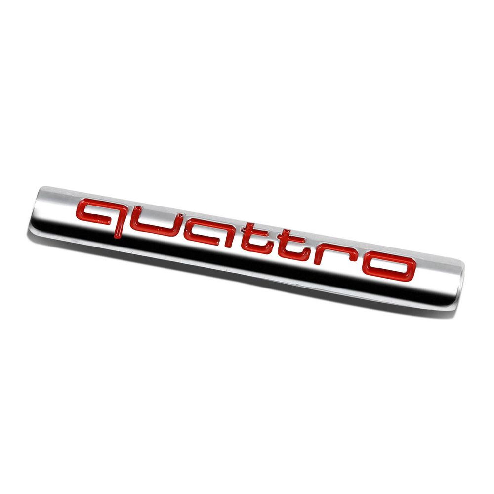 Chrome Finish Metal Emblem - Quattro - Red Letters