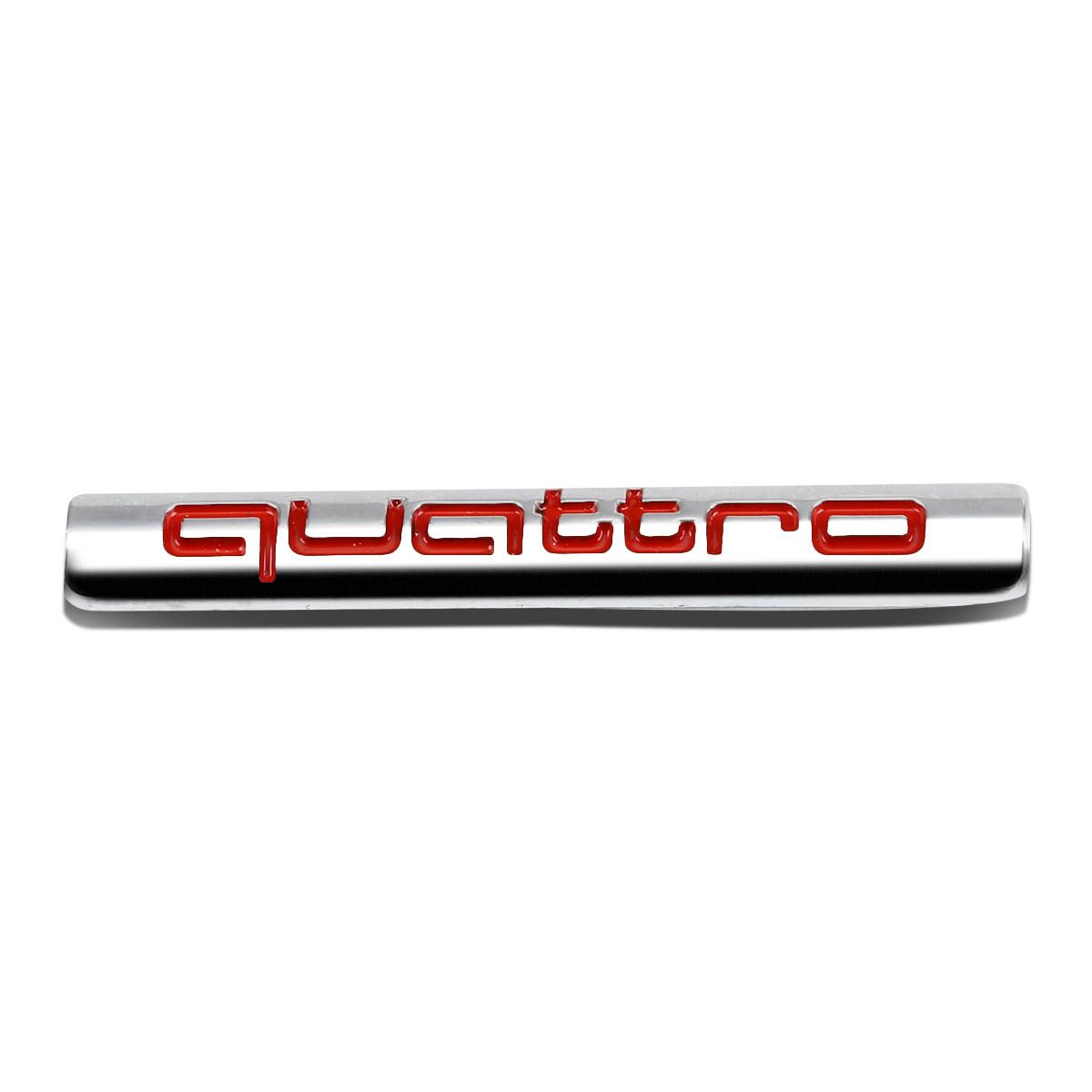 Chrome Finish Metal Emblem - Quattro - Red Letters
