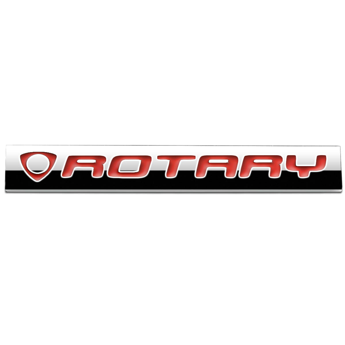Chrome Finish Metal Emblem Rotary Badge (Red Letter)