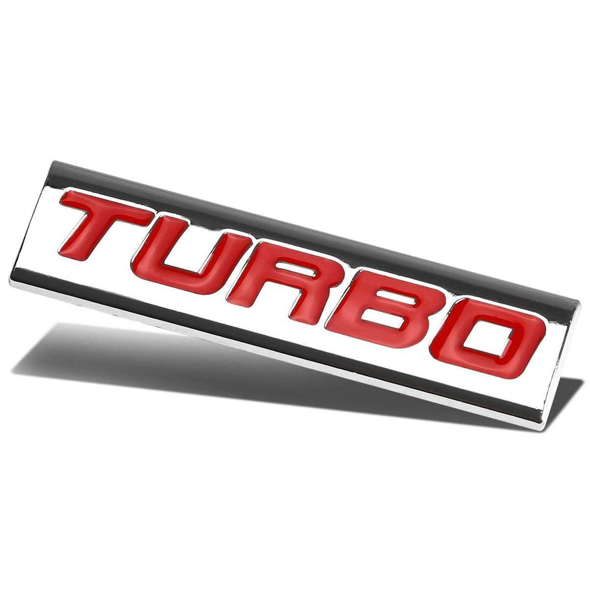 Chrome Finish Metal Emblem - Turbo - Red Letters