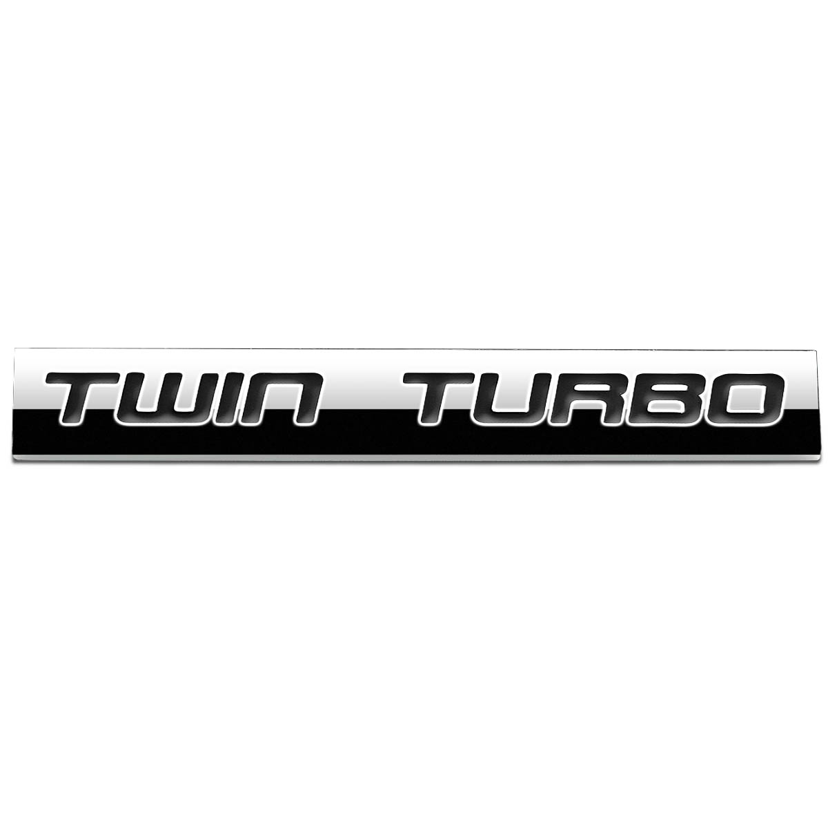 Chrome Finish Metal Emblem - Twin Turbo - Black Letters