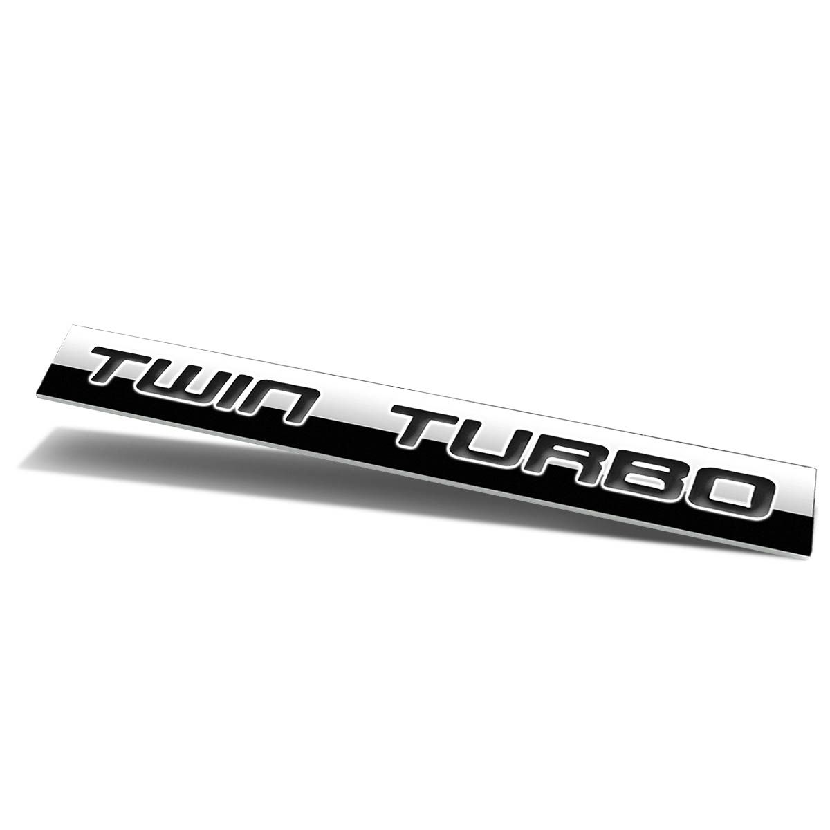 Chrome Finish Metal Emblem - Twin Turbo - Black Letters