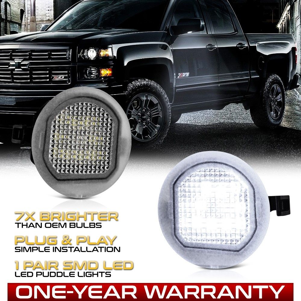Full LED Side Mirror Puddle Lights For 2015-2022 Chevy Silverado Sierra ...