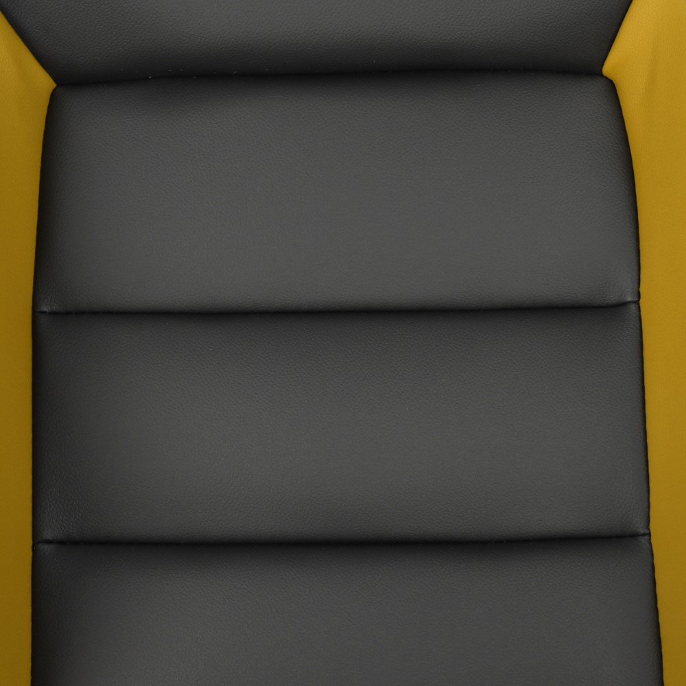 Fully Reclinable Black & Yellow PVC Leather Carbon Fiber Style Bucket ...