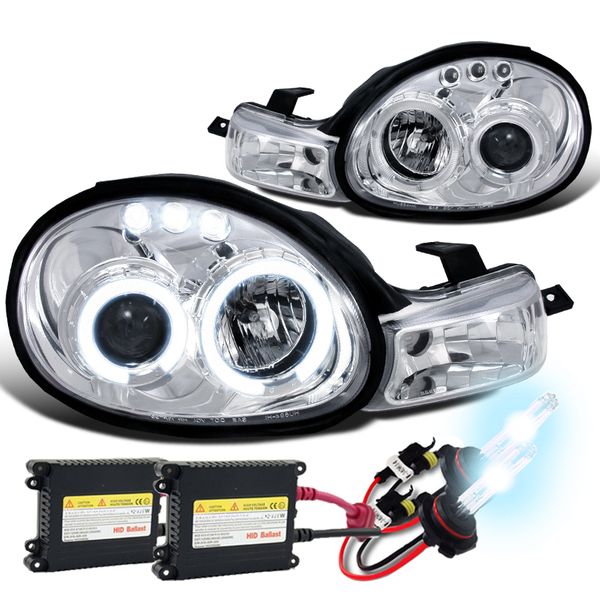 HID Xenon + 00-02 Dodge Neon Euro Style Crystal Headlights - Chrome