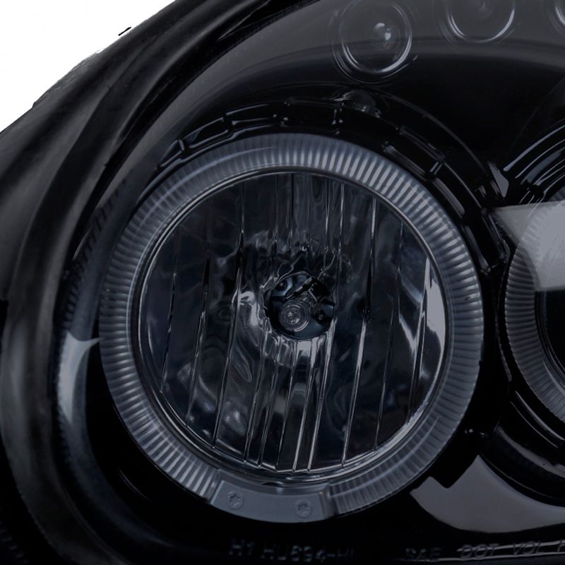 HID Xenon + 00-02 Dodge Neon Euro Style Crystal Headlights - Gloss Black