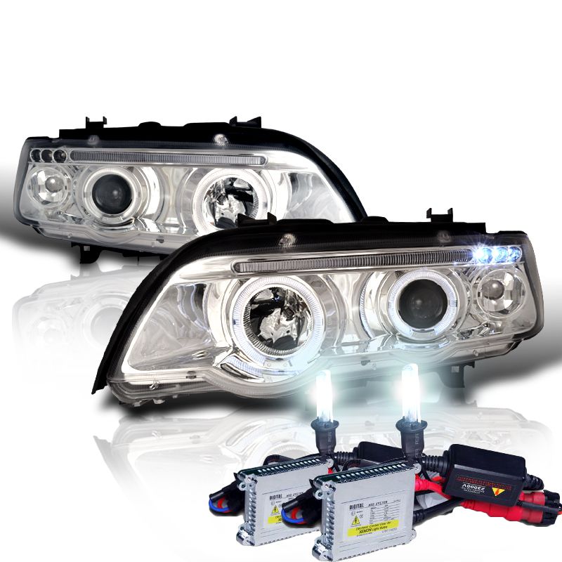 HID Xenon + 00-03 BMW X5 E53 Angel Eye Halo LED Projector Headlights ...