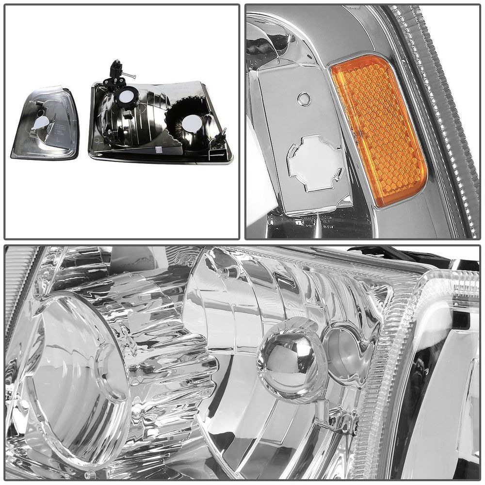 HID Xenon + 01-11 Ford Ranger Pickup Euro Crystal Headlights - Chrome