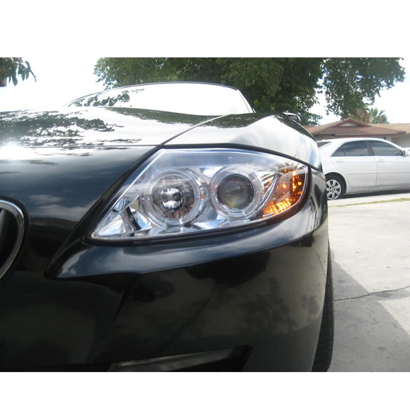 HID Xenon + 03-08 BMW Z4 E85 Angel Eye Halo Projector Headlights - Black