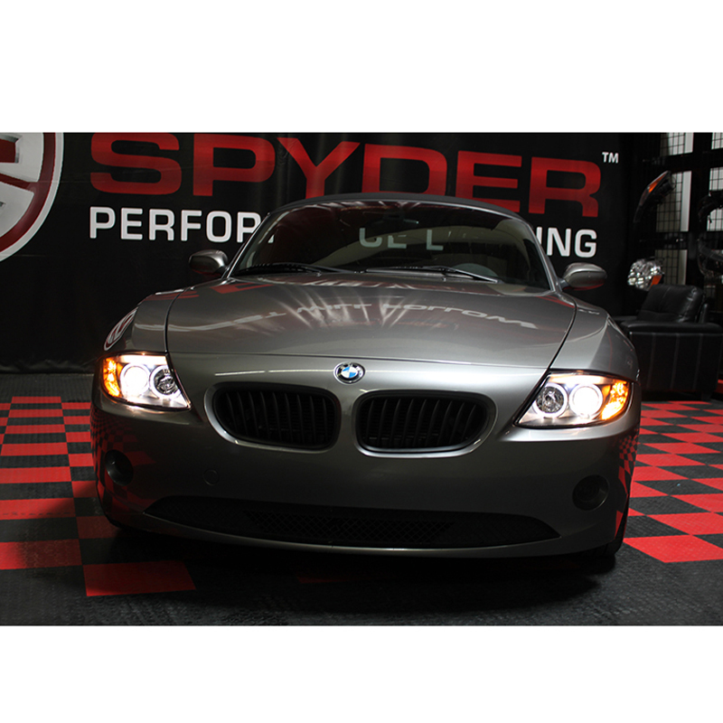 HID Xenon + 03-08 BMW Z4 E85 Angel Eye Halo Projector Headlights - Black