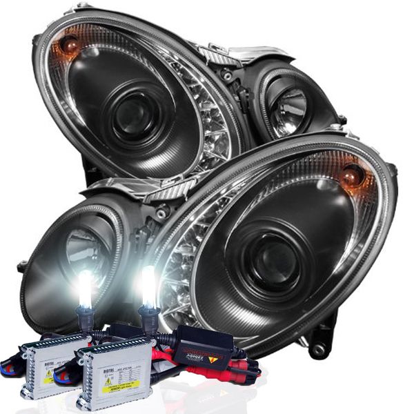 HID Xenon + 07-09 Mercedes Benz E-Class W211 DRL LED Projector Headlights