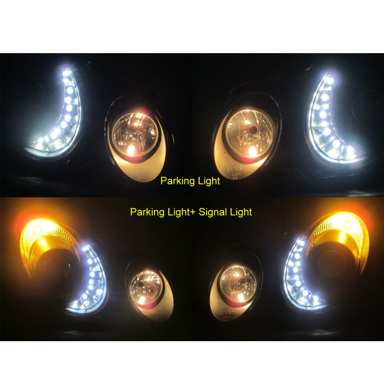 HID Xenon + 07-09 Mercedes Benz E-Class W211 DRL LED Projector Headlights