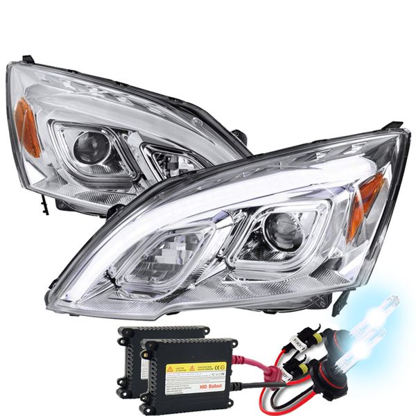 HID Xenon + 07-11 Honda CR-V LED DRL Projector Headlights - Chrome